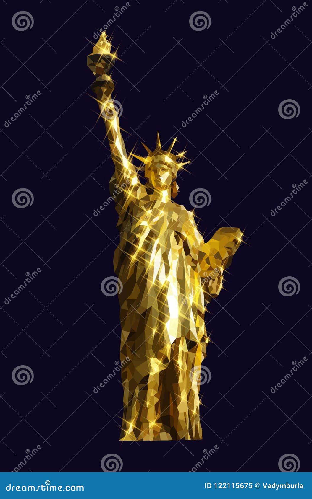 Statue of Liberty Golden Design Low Poly Stock Illustration ...