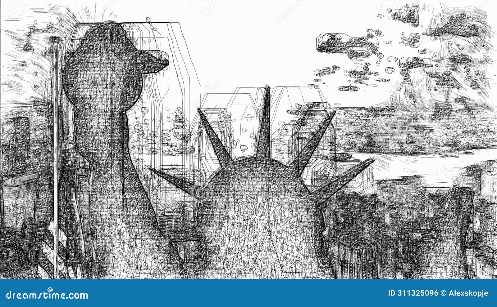 Statue of Liberty Hand Draw Digital Art Stock Illustration ...