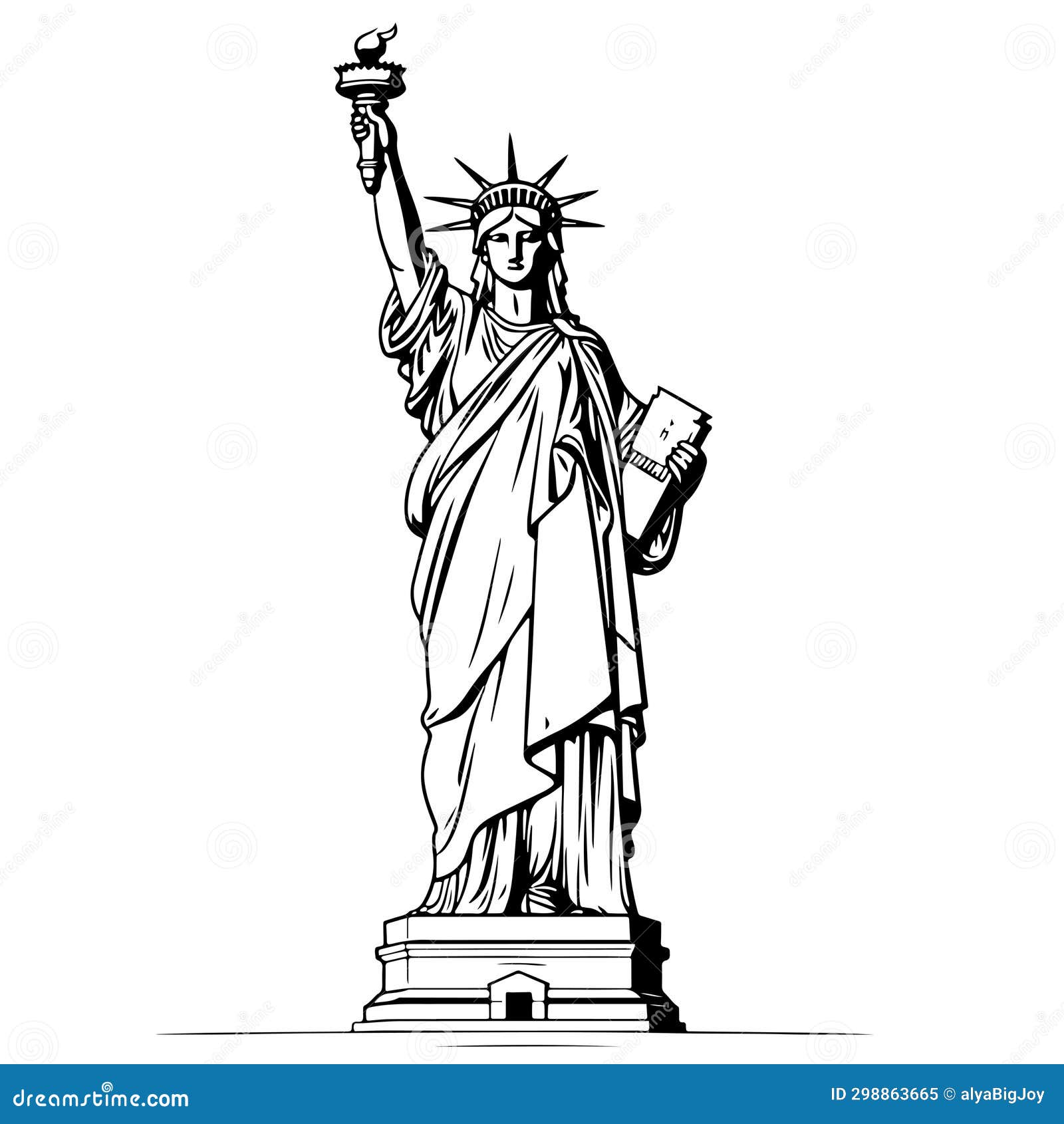 The Statue of Liberty -Hand Drawn Vector Illustration Stock Vector ...