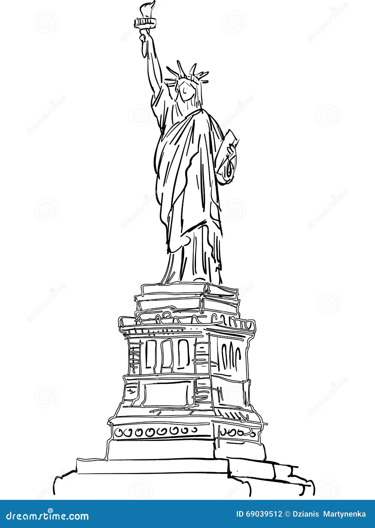 The Statue of Liberty Hand Drawn Vector Stock Vector - Illustration of ...