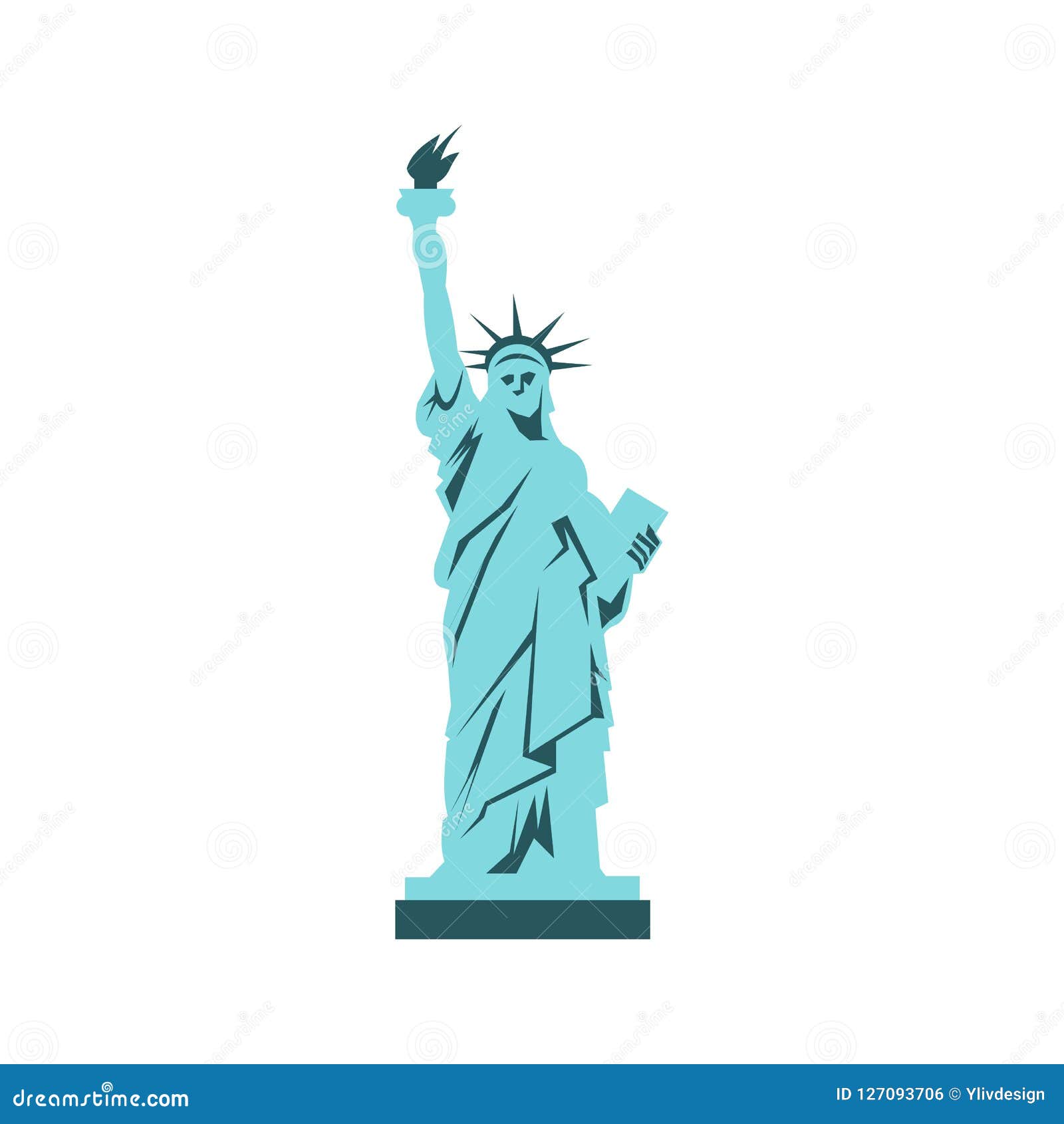 Statue of Liberty Icon, Flat Style Stock Illustration - Illustration of ...