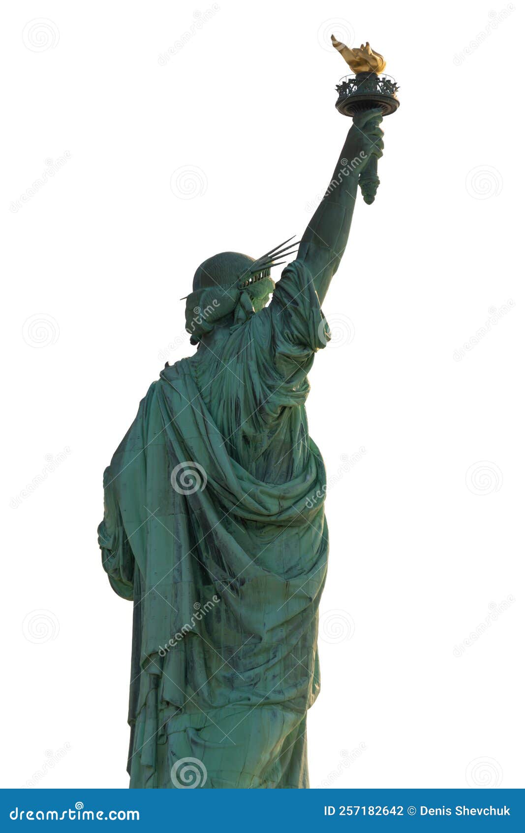 Statue of Liberty - Isolated on White Rear View Stock Photo - Image of ...