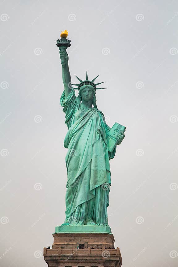 Statue of Liberty on Its Base Reaching into the Sky Stock Image - Image ...
