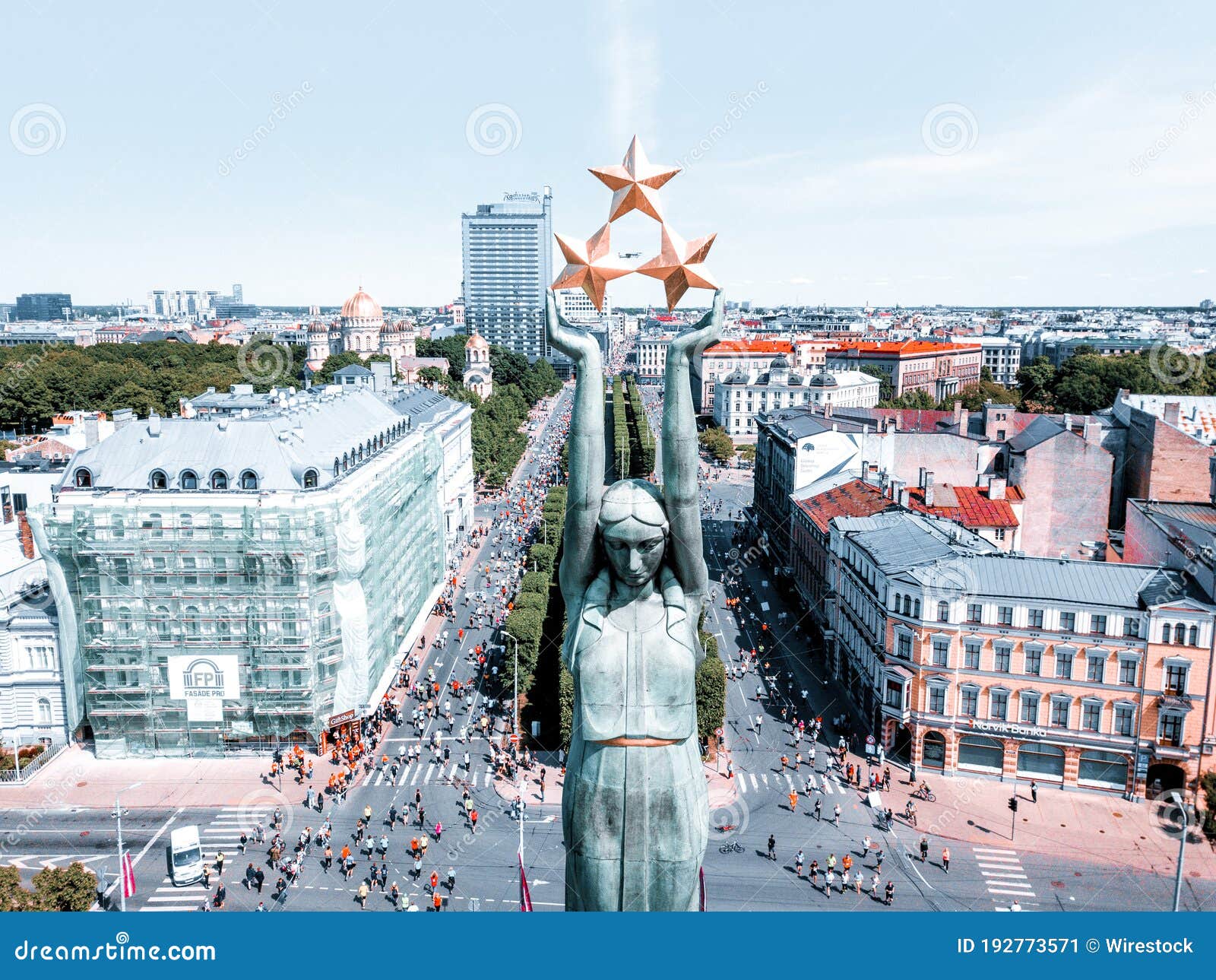 Statue of Liberty Milda in Riga City, Latvia Editorial Photo - Image of ...