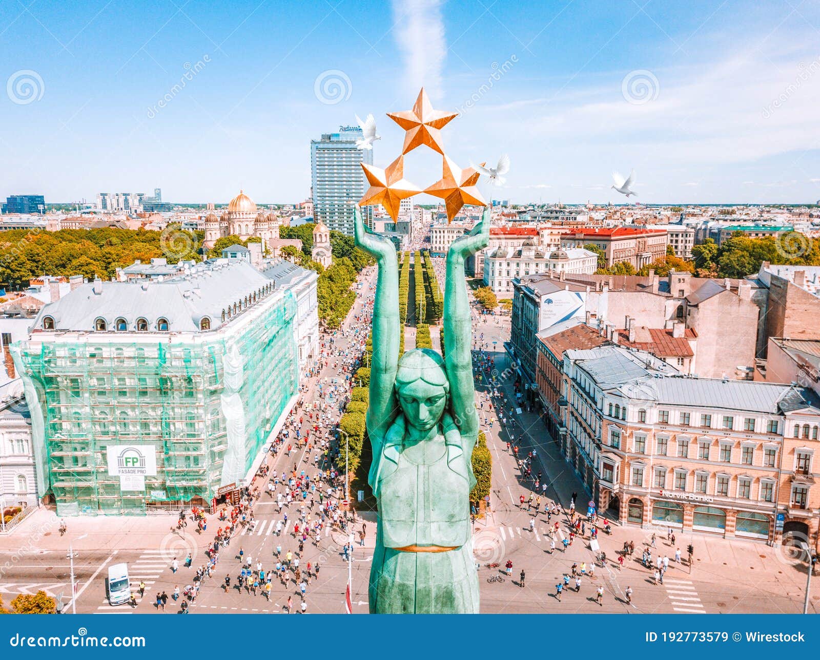 Statue of Liberty Milda in Riga City, Latvia Editorial Stock Image ...