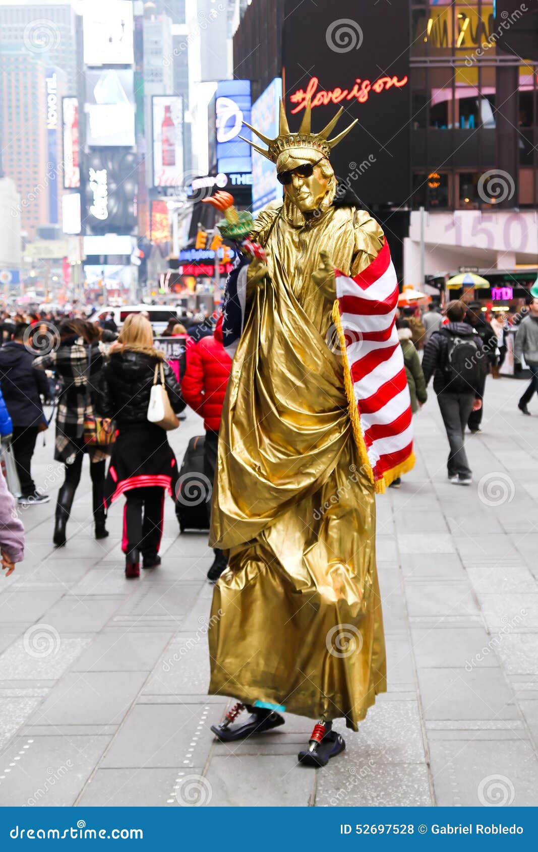 Statue of Liberty Mime editorial stock photo. Image of pose - 52697528