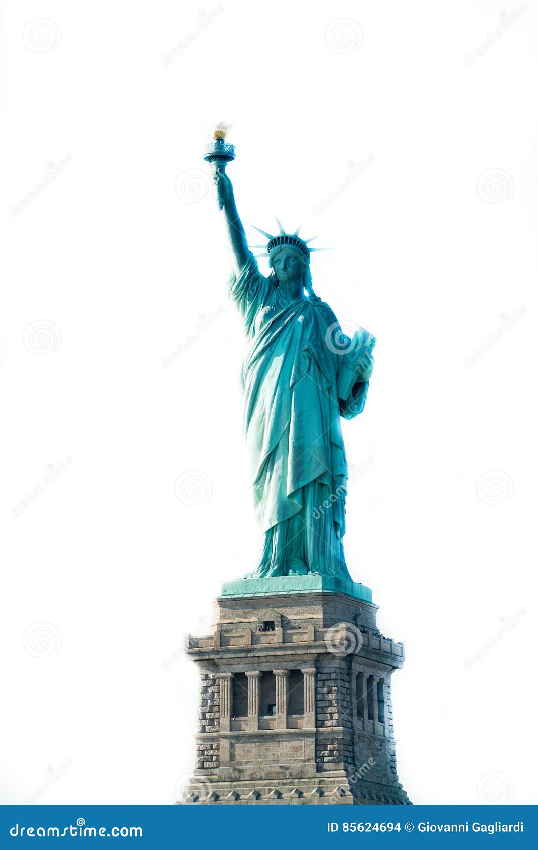 Statue of Liberty in New York. Front View Isolated on White Stock Photo ...