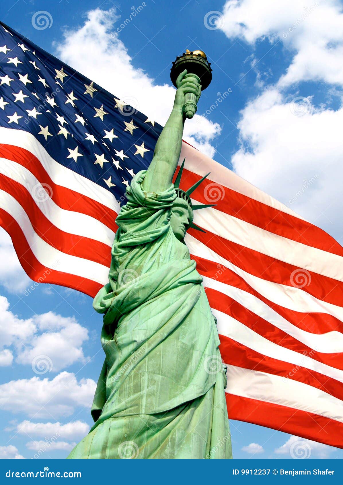 Statue of Liberty Over American Flag Stock Image - Image of freedom ...