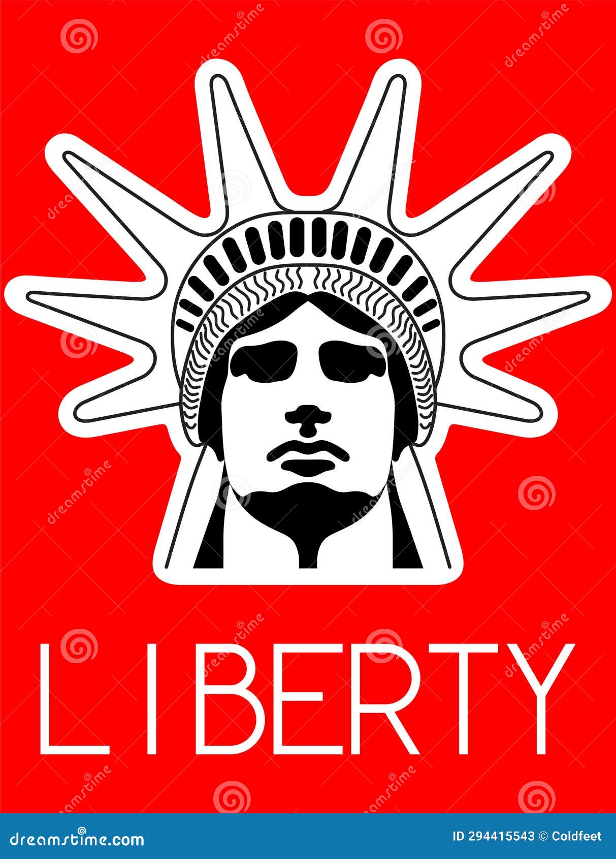 Statue of Liberty Portrait Over Red Background Stock Vector ...