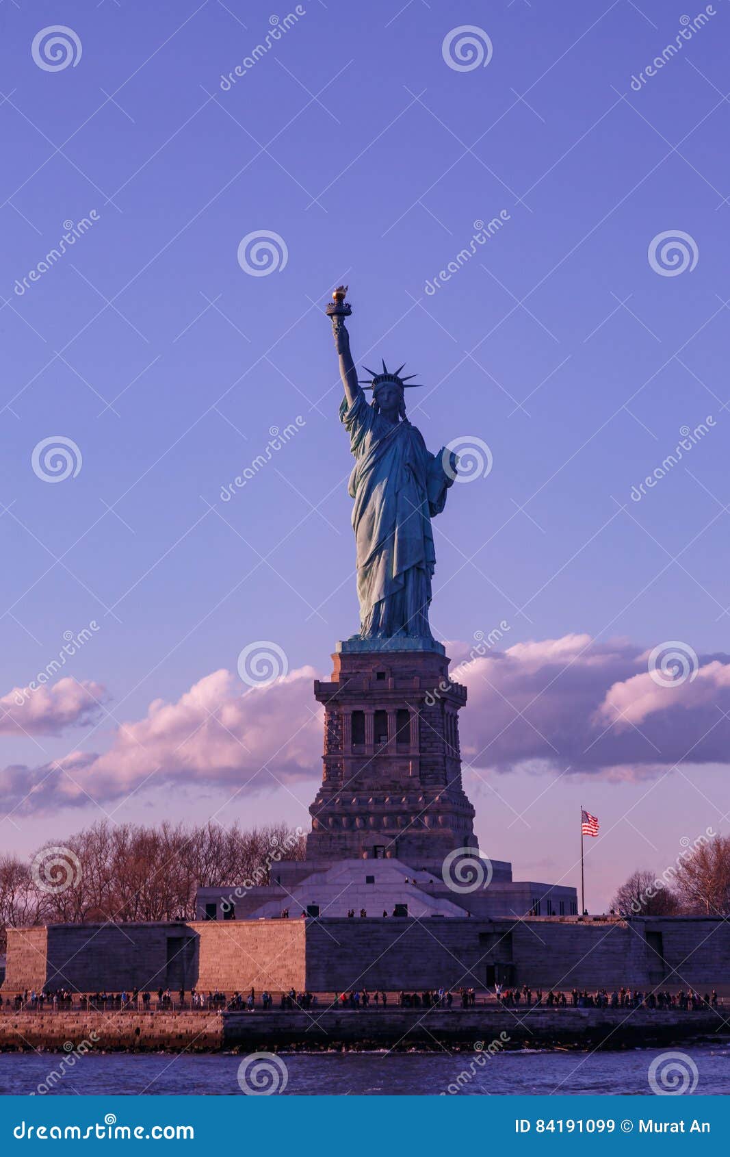 Statue Liberty and Purple Sky. Stock Image - Image of torch, crown ...
