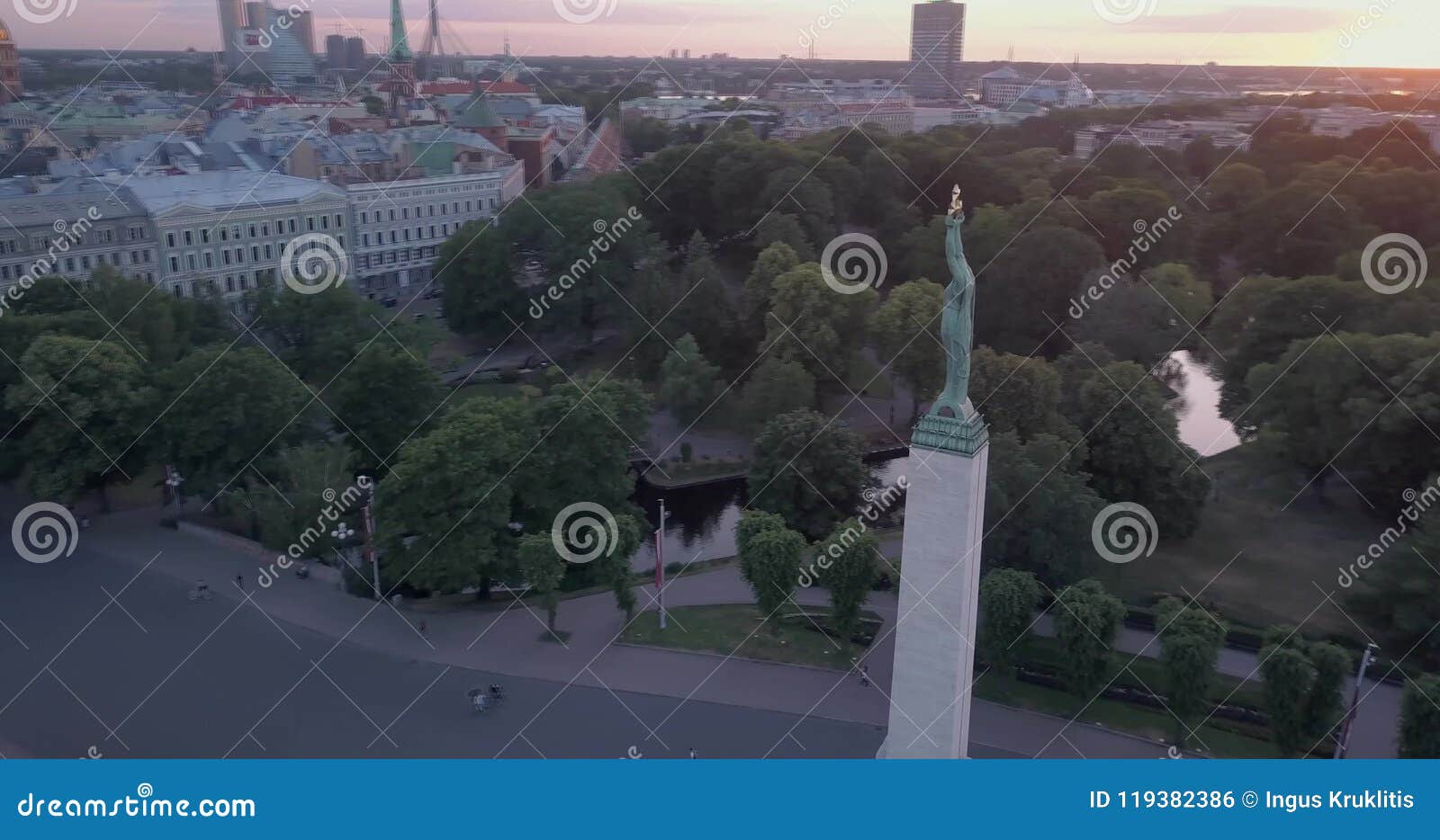 The Statue of Liberty in Riga. Panoramic Looks Stock Footage - Video of ...
