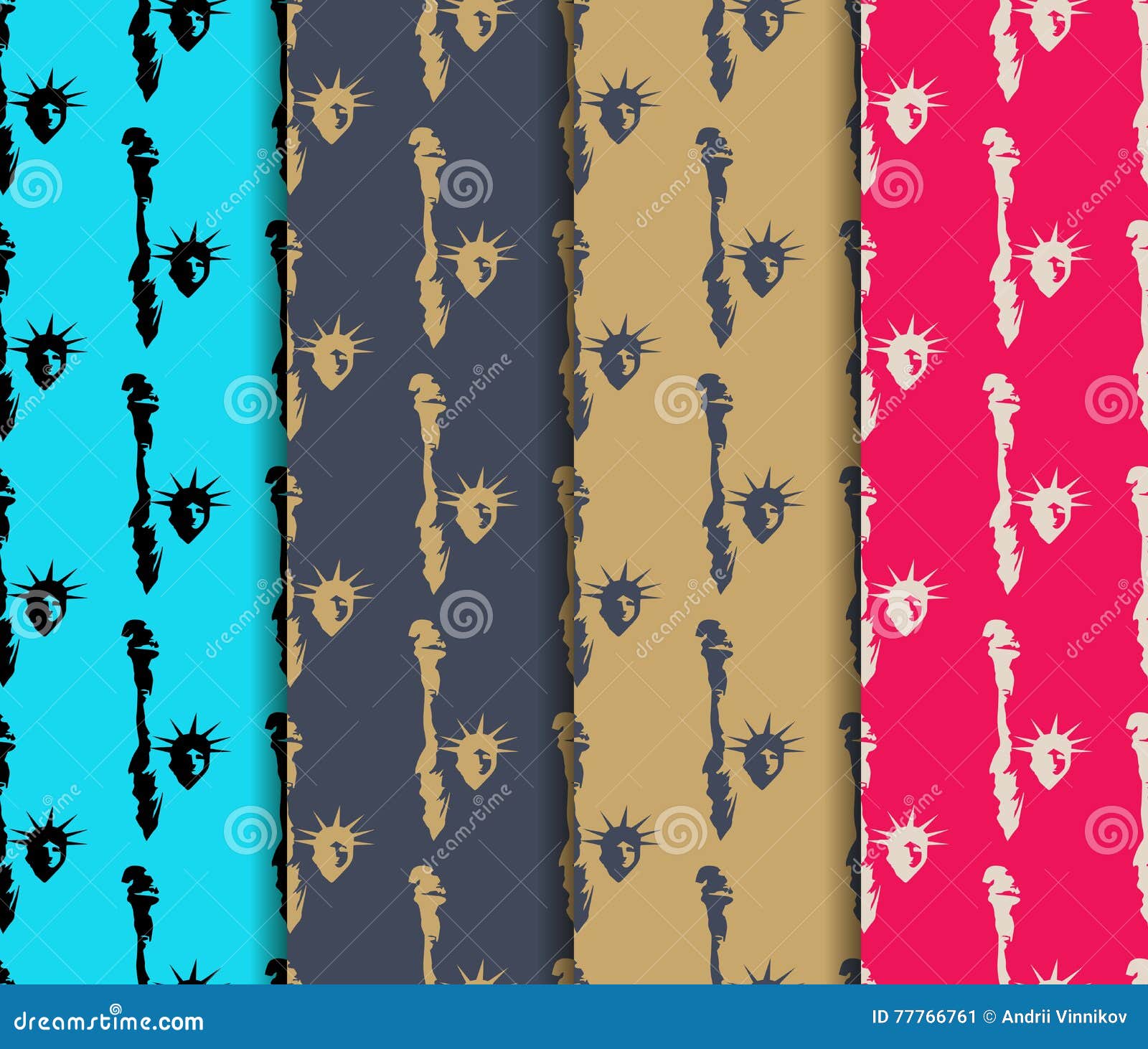 Statue of Liberty. Set of Seamless Patterns. the Pattern for Wallpaper ...