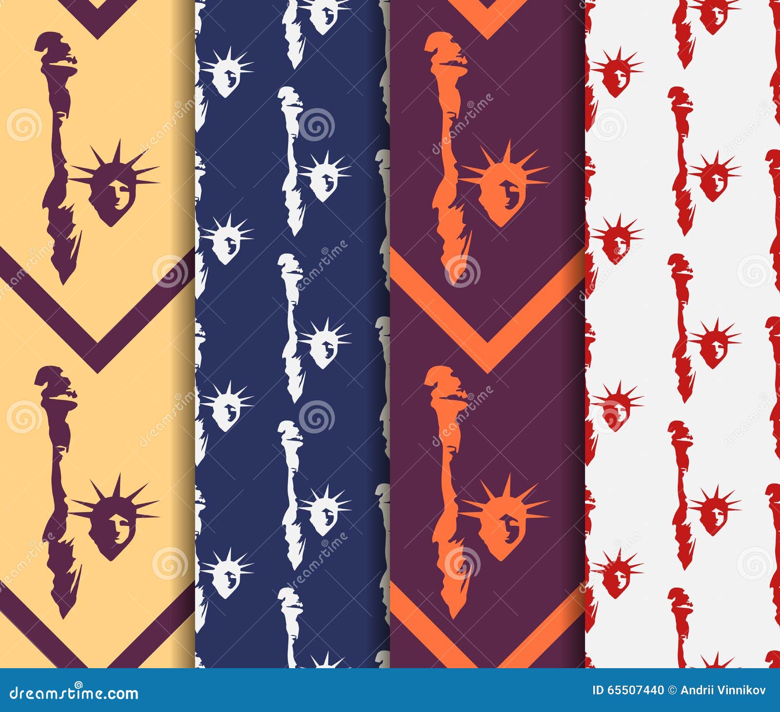 Statue of Liberty. Set of Seamless Patterns. for Print Stock Vector ...