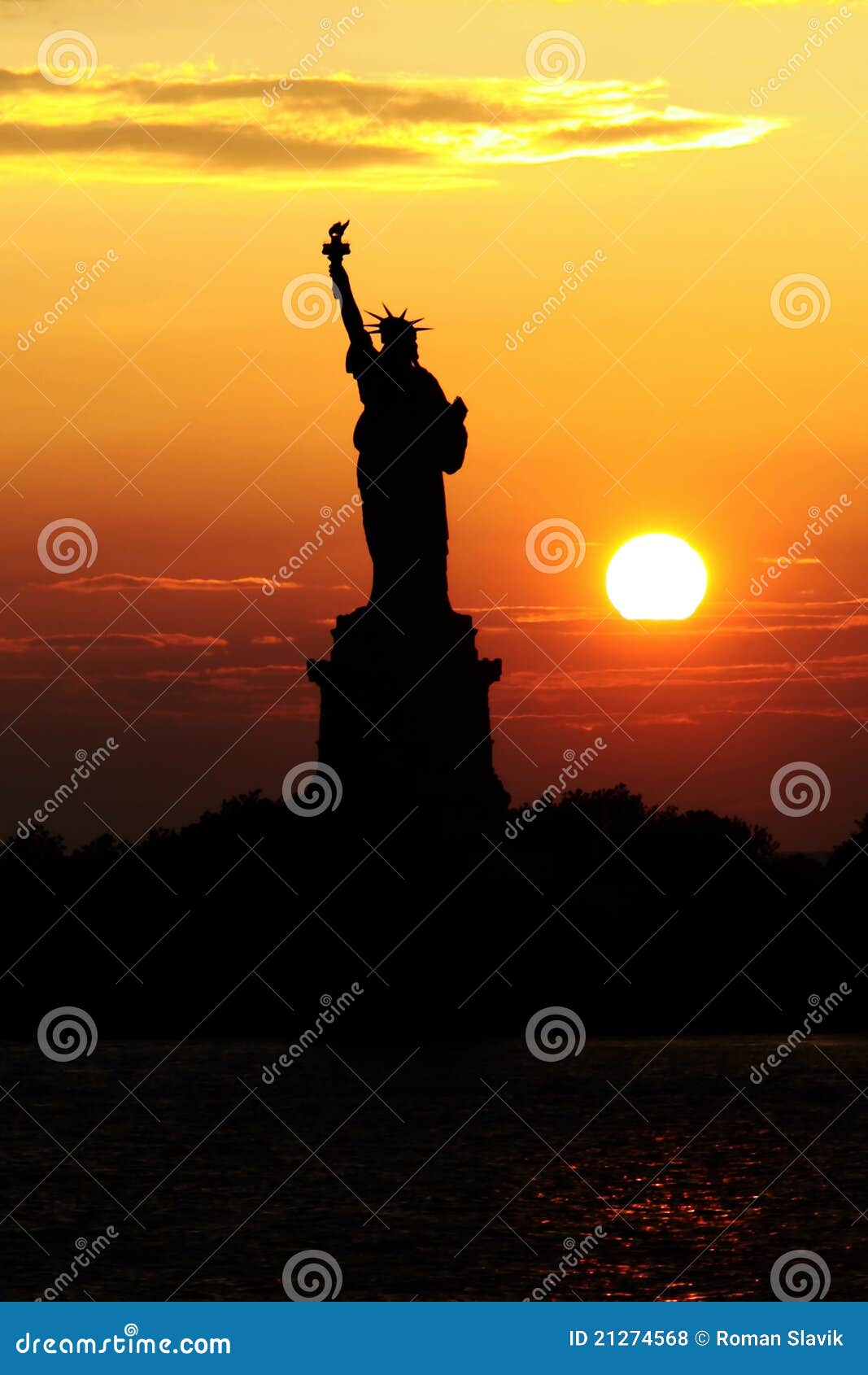 Statue of Liberty Sunset stock photo. Image of monument - 21274568
