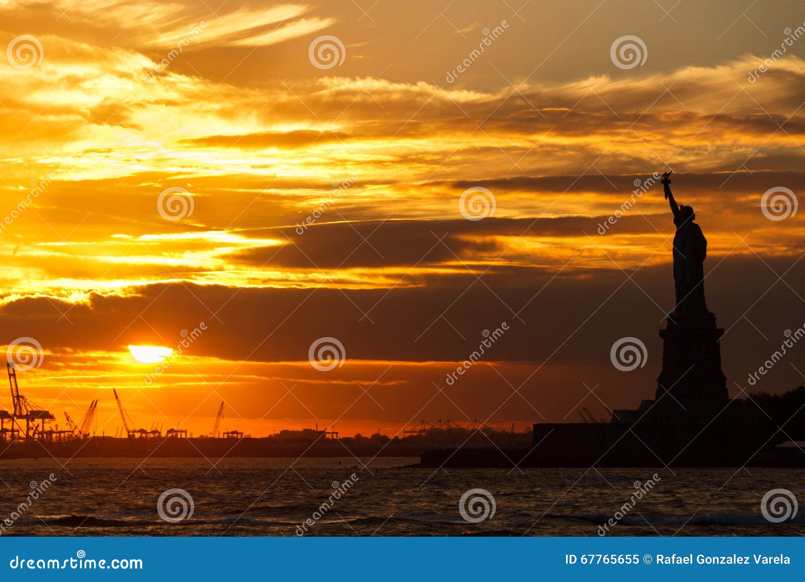 Statue of Liberty Sunset stock image. Image of place - 67765655