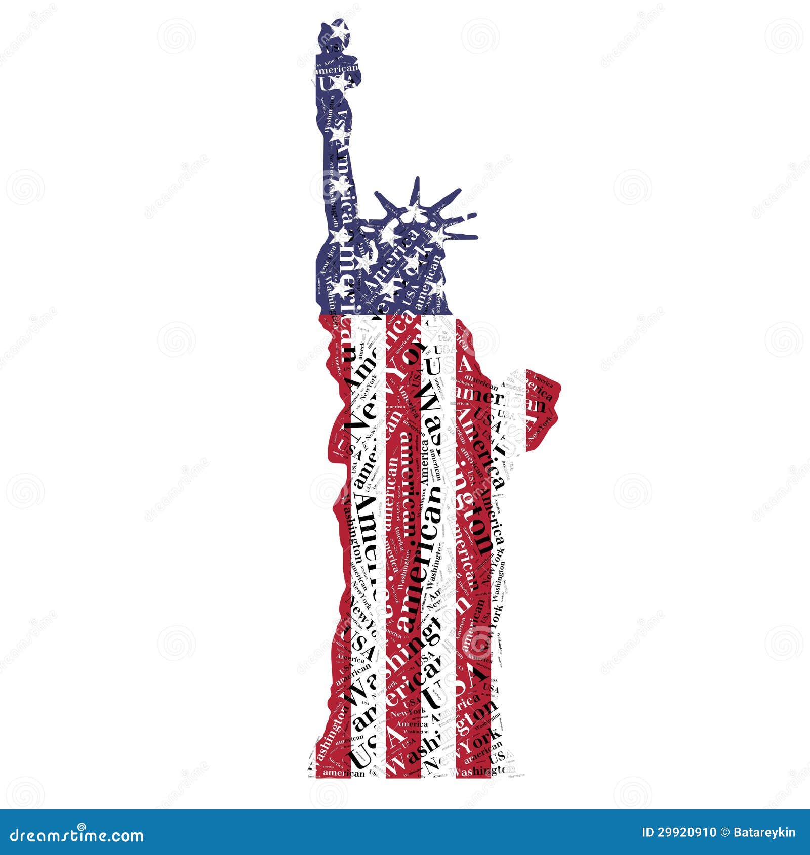 Famous Statue of Liberty in Typographic Style Stock Illustration ...
