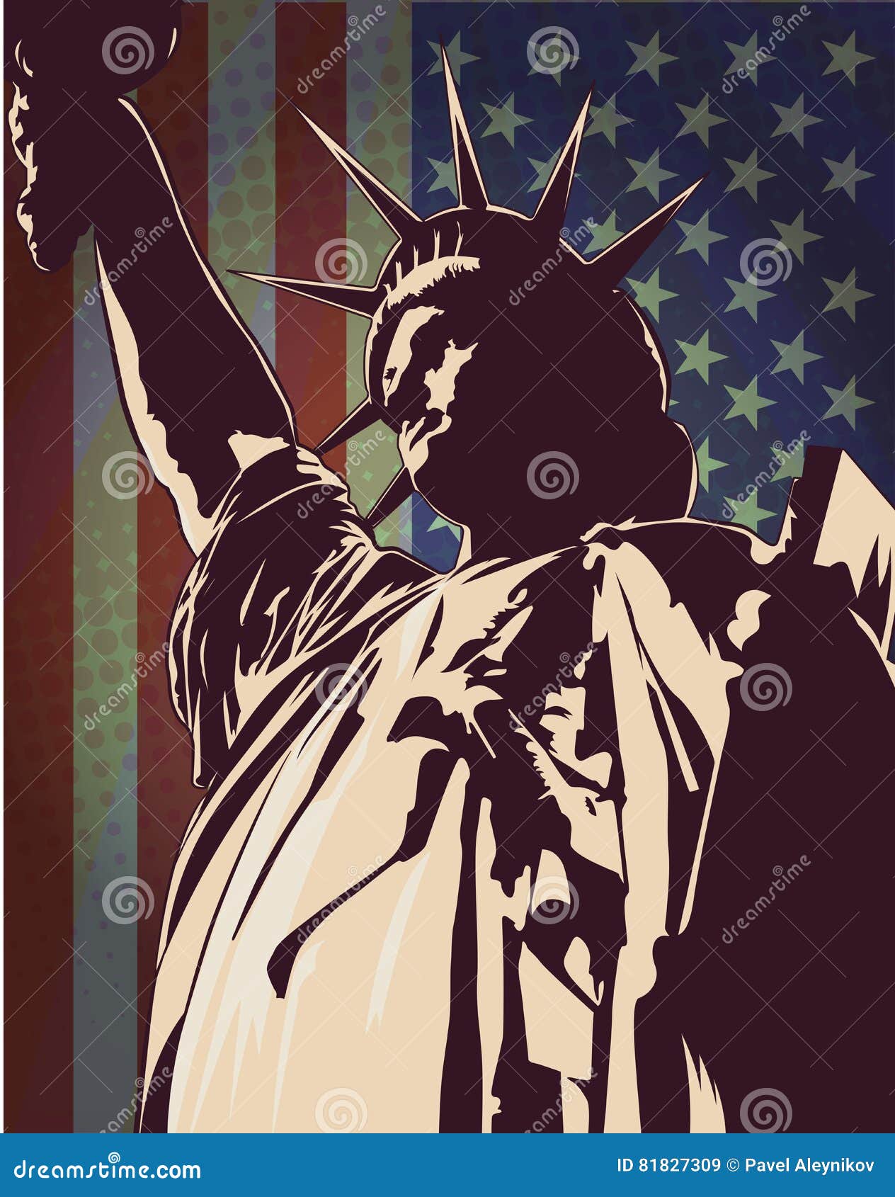 Statue of Liberty, USA Flag, Vector Image Stock Vector - Illustration ...