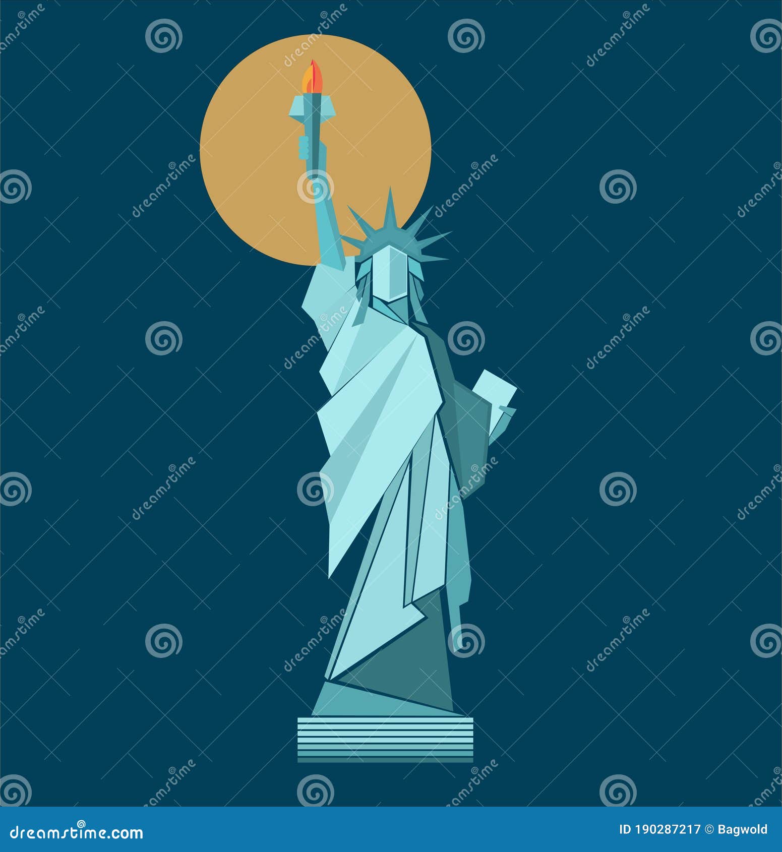 The Statue of Liberty Vector on a Blue Background Stock Vector ...