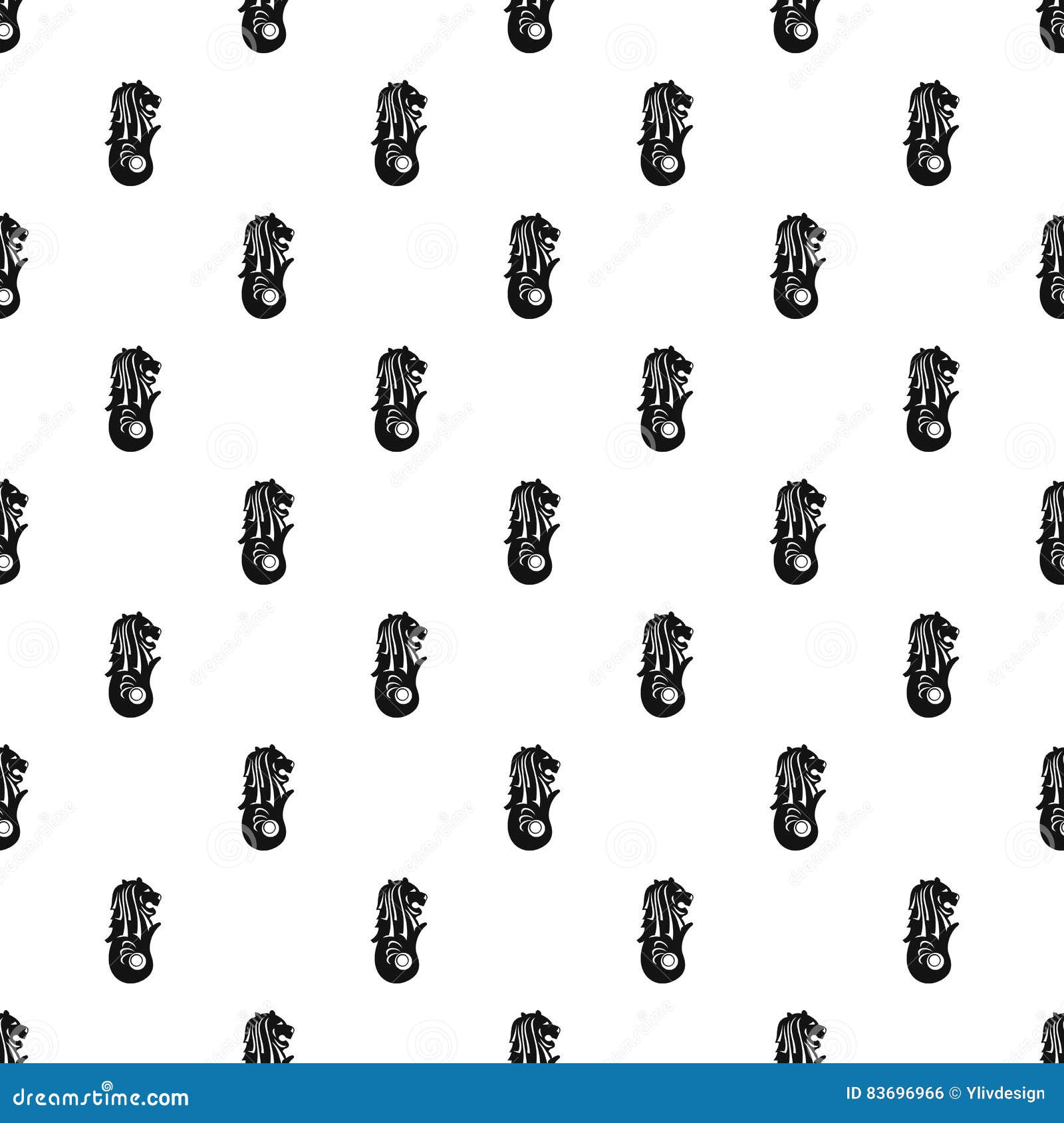 Statue of Lion Fish Merlion Pattern, Simple Style Stock Vector ...