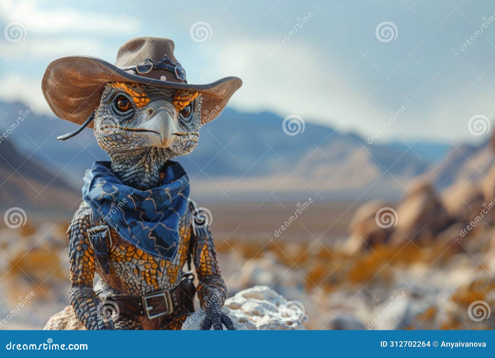 A Statue of a Lizard Wearing a Cowboy Hat Stock Photo - Image of sand ...