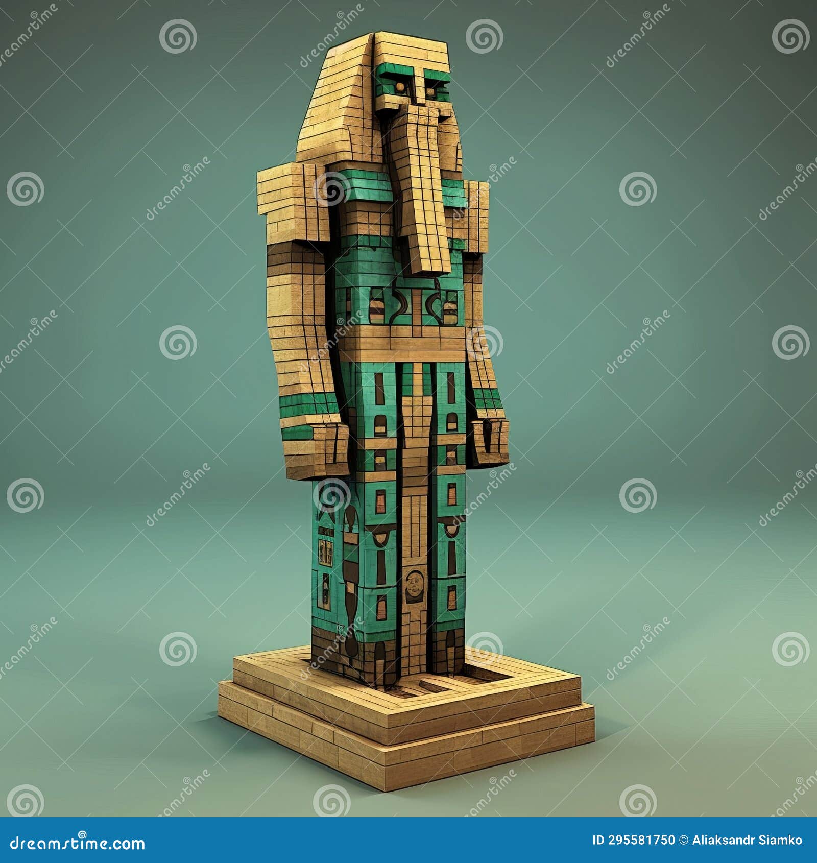 A Statue Made Out of Blocks Stock Illustration - Illustration of blue ...