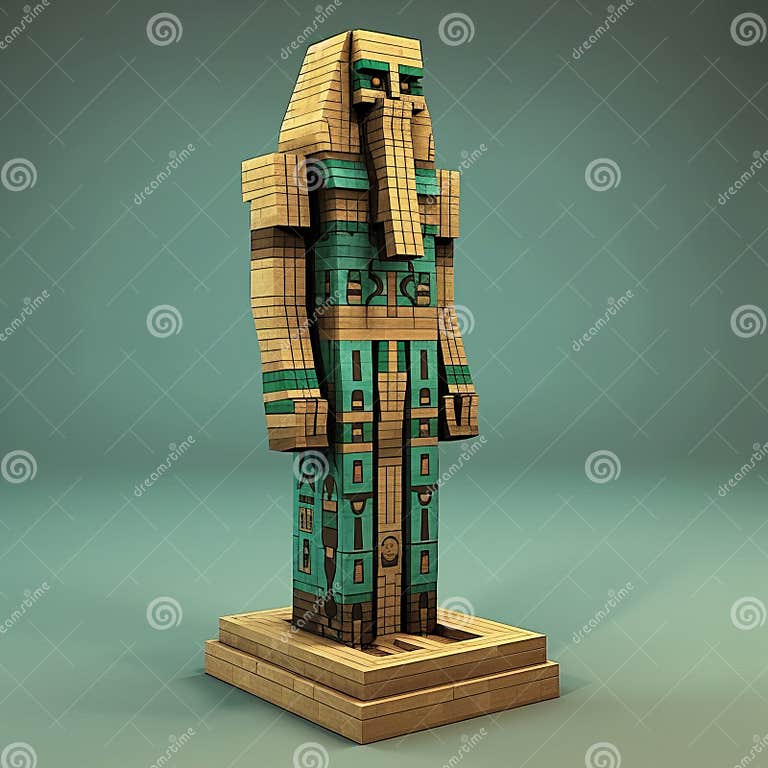 A Statue Made Out of Blocks Stock Illustration - Illustration of blue ...