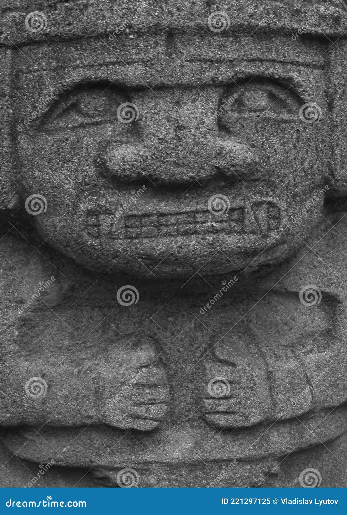 A Statue Made of Stone and with a Big Round Head Stock Image - Image of ...