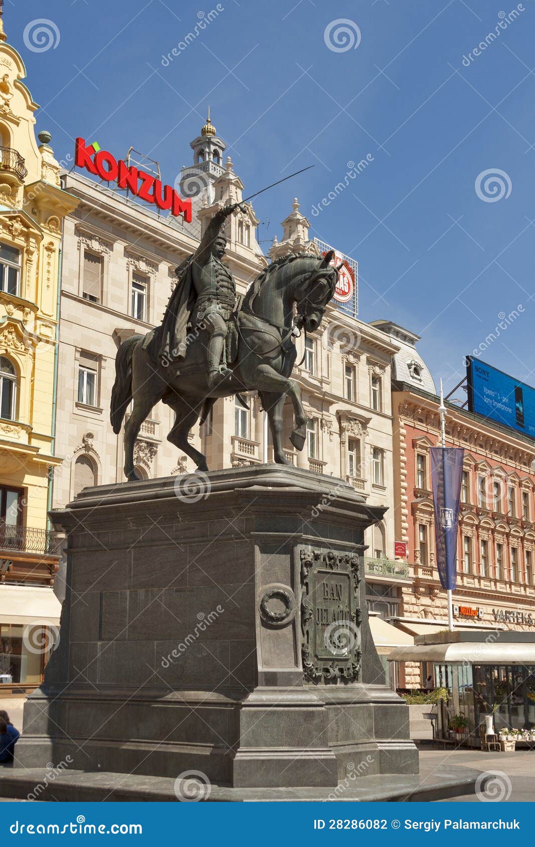 Statue on Main Square in Zagreb, Croatia Editorial Photography - Image ...