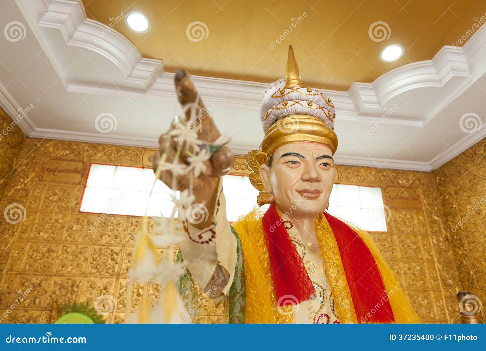 Statue Man Pointing the Way in Myanmar Stock Photo - Image of asian ...