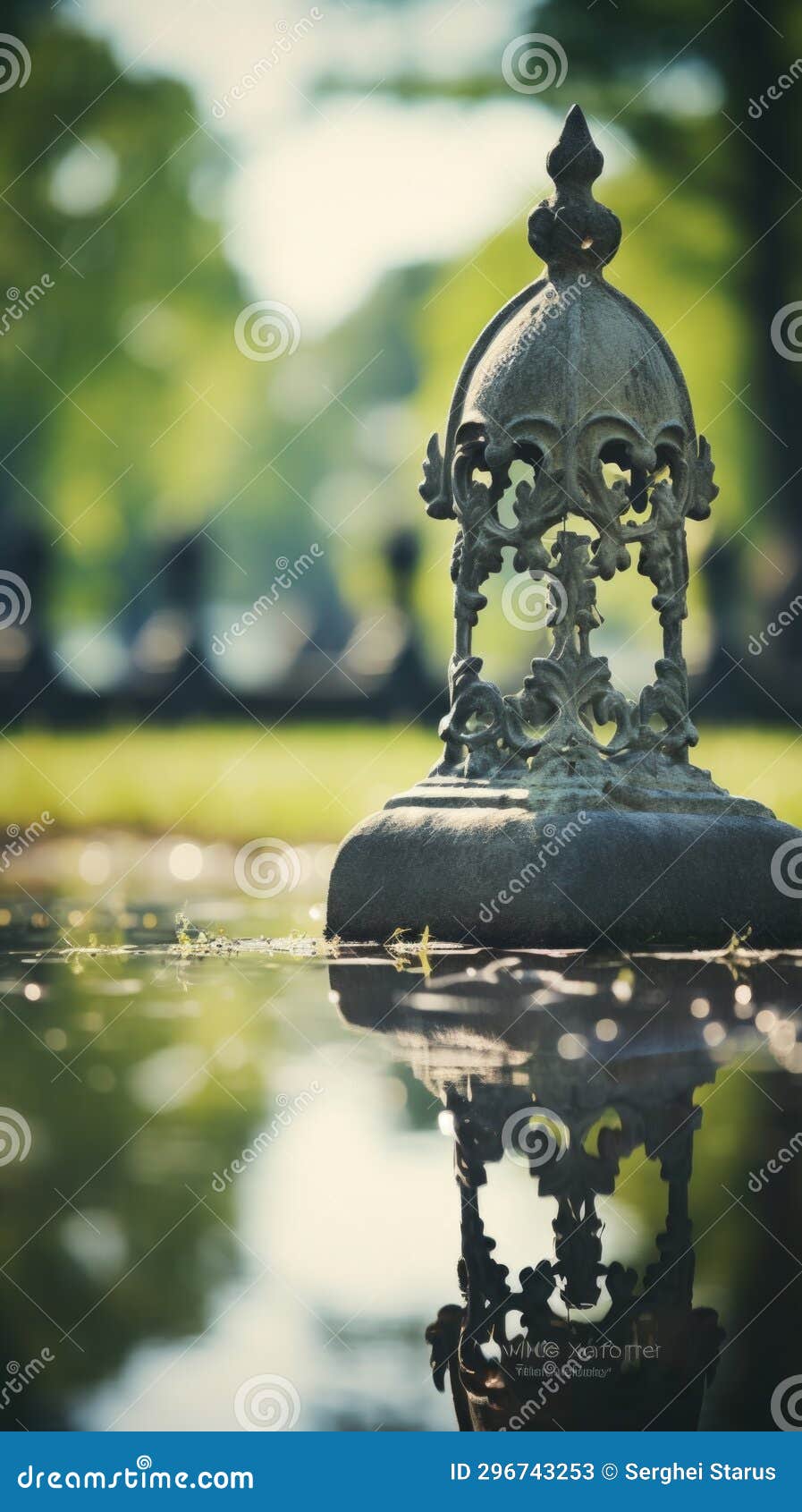 A Statue of a Man Sitting on a Stone in the Water, AI Stock ...