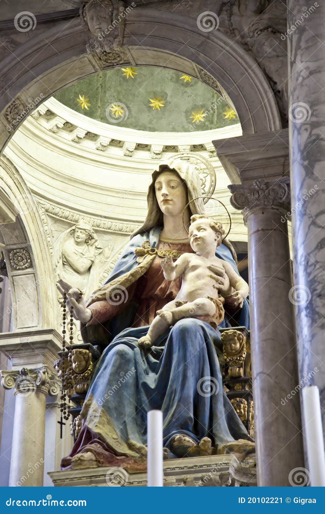 Statue of Maria and Child in Venice Stock Image - Image of purity, baby ...