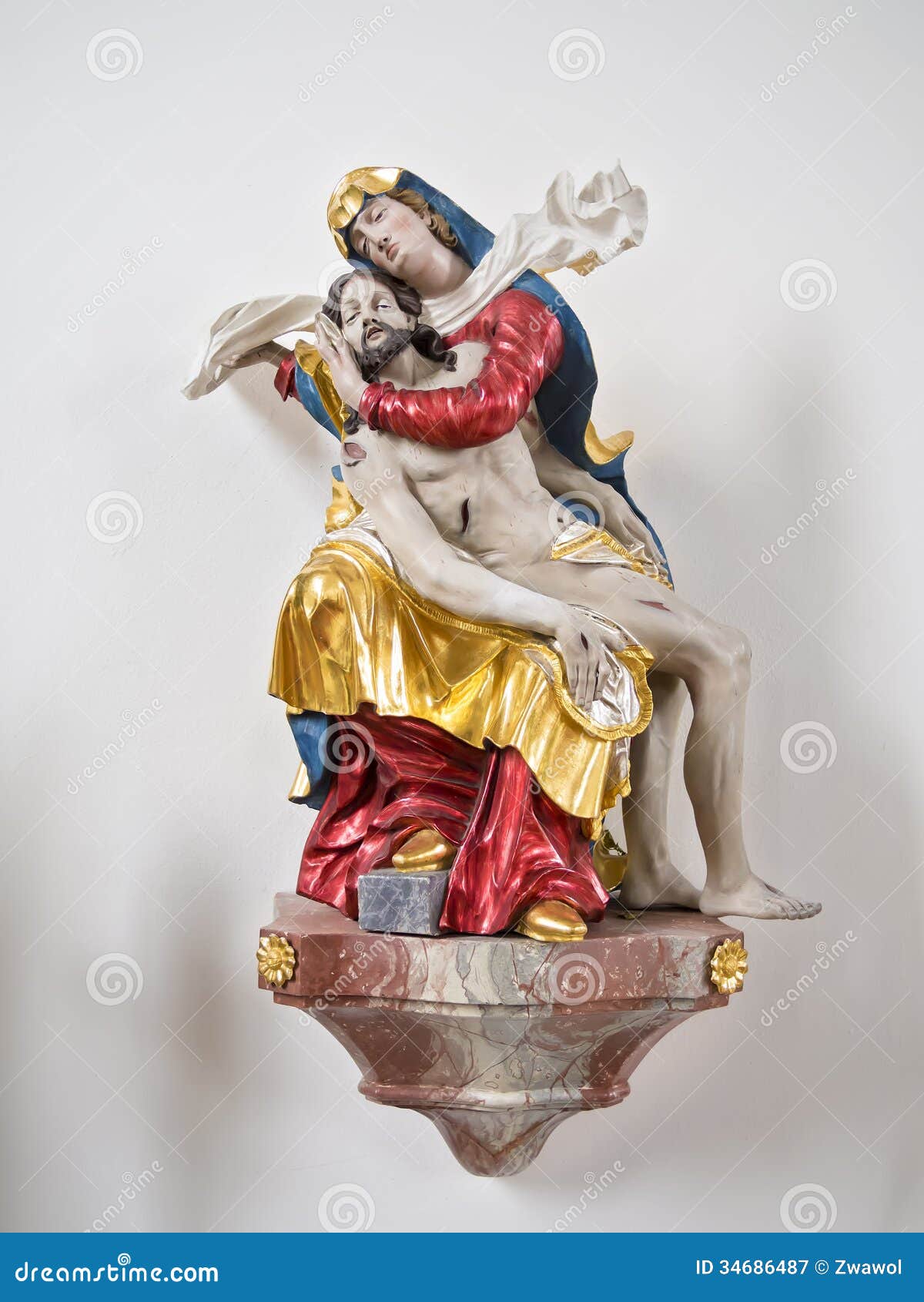 Statue of Maria with Jesus stock image. Image of church - 34686487