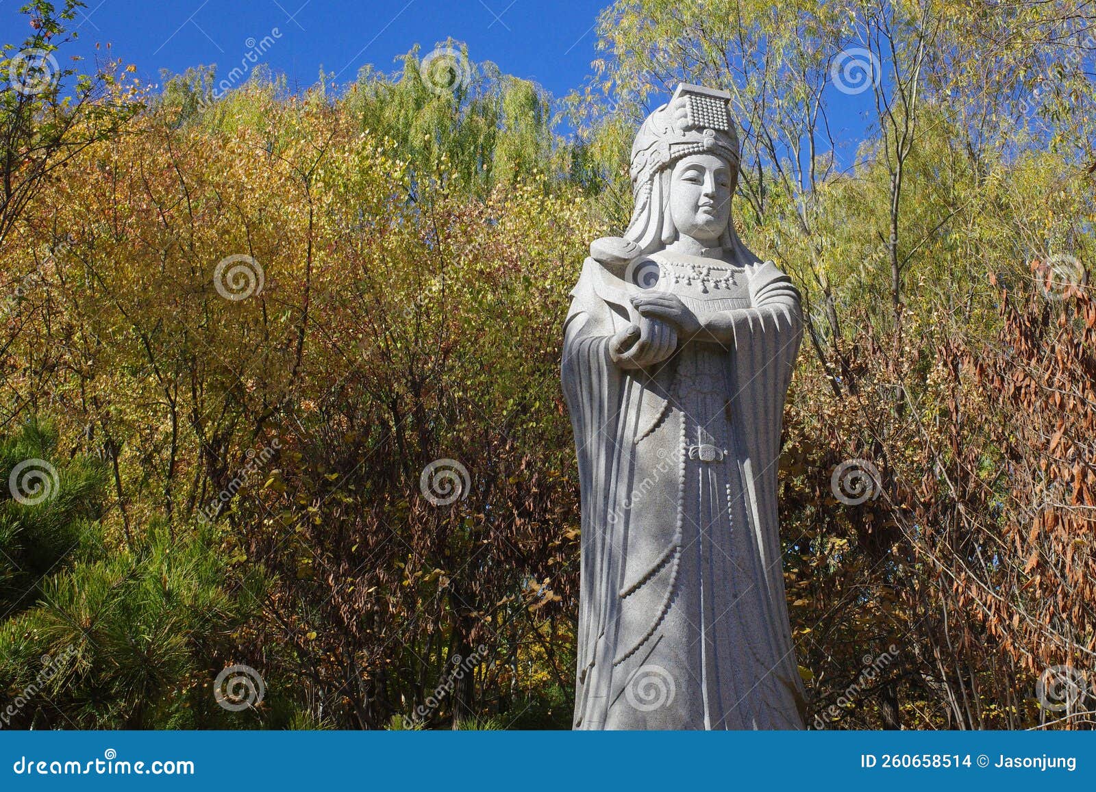 Statue of mazu in garden stock photo. Image of building - 260658514