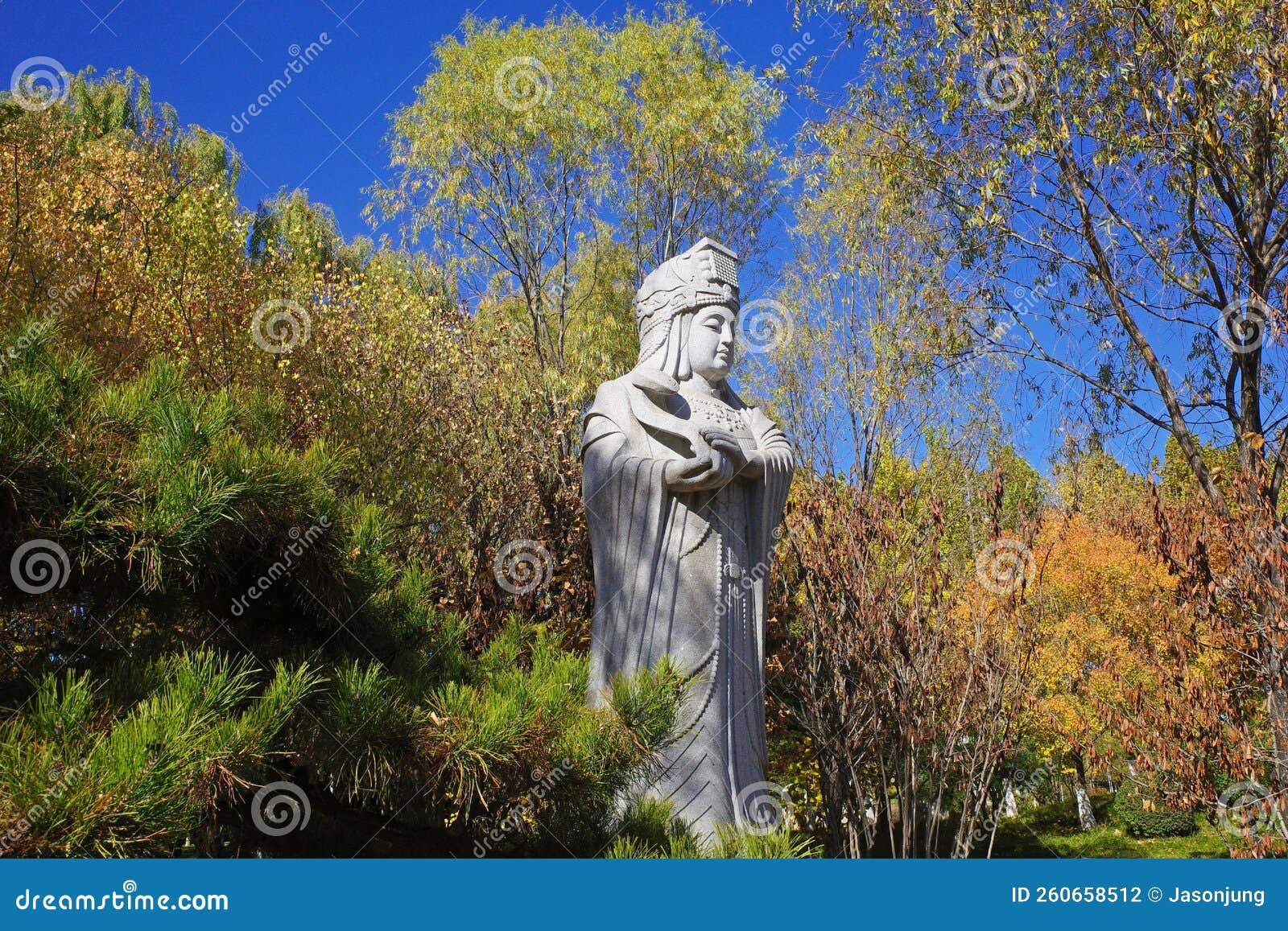 Statue of mazu in garden stock photo. Image of building - 260658512
