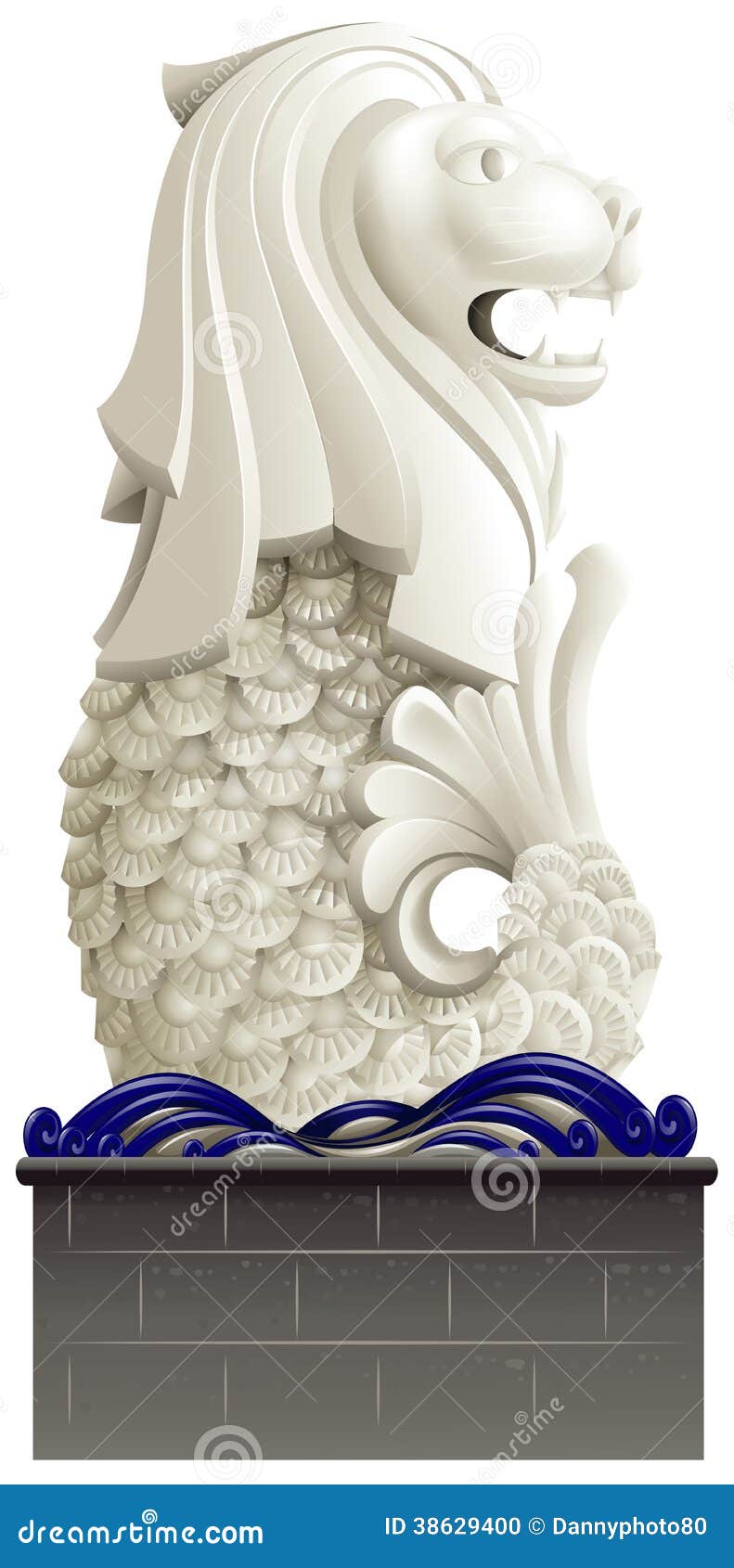 The statue of Merlion stock vector. Illustration of rectangle - 38629400