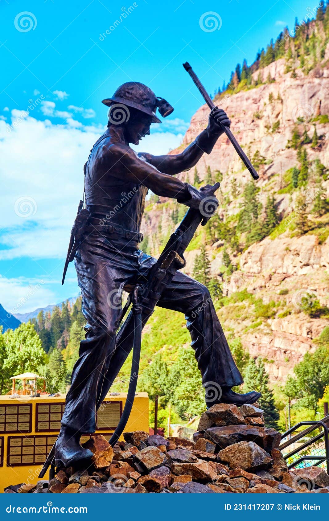 Statue of Miner with Background of Mountains Editorial Photography ...