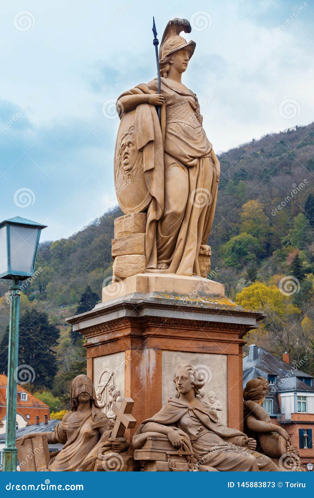 Statue of Minerva stock image. Image of bridge, river - 145883873