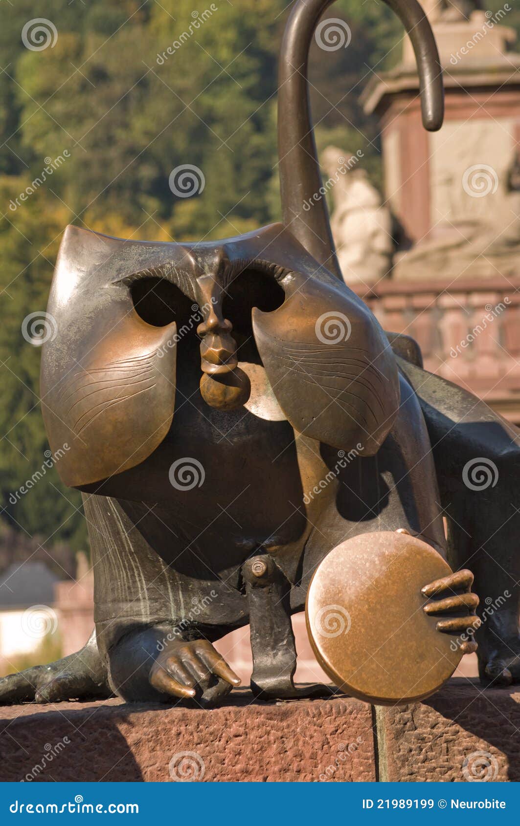 Statue of Monkey with Mirror, Heidelberg Stock Image - Image of neckar ...