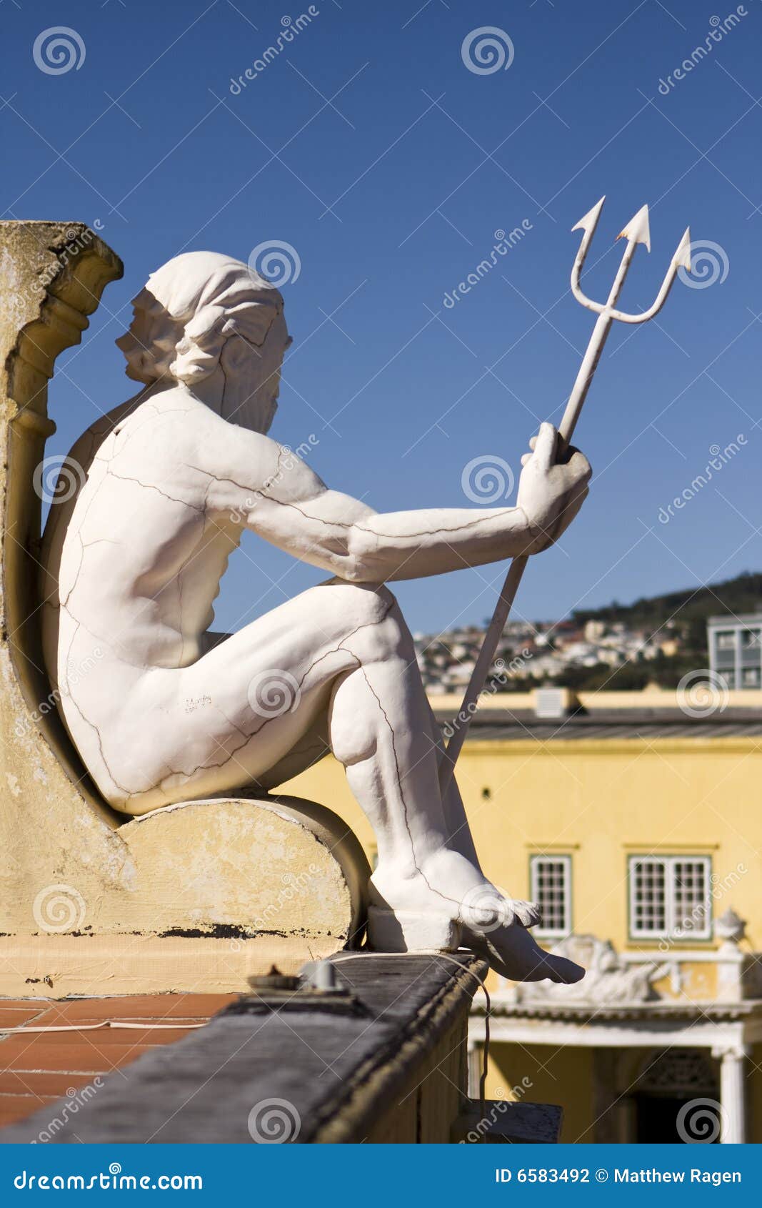 Statue of Neptune stock photo. Image of neptune, rooftop - 6583492