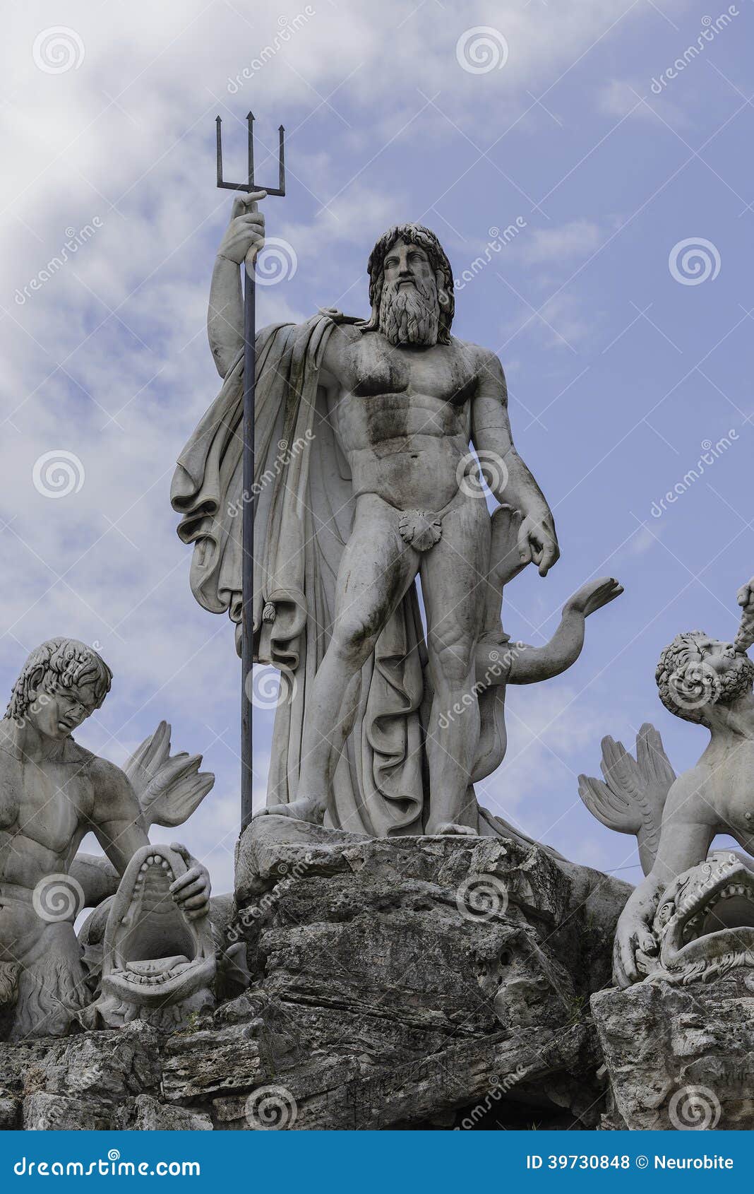 Statue of Neptune at Fountain, Rome, Italy Stock Photo - Image of ...