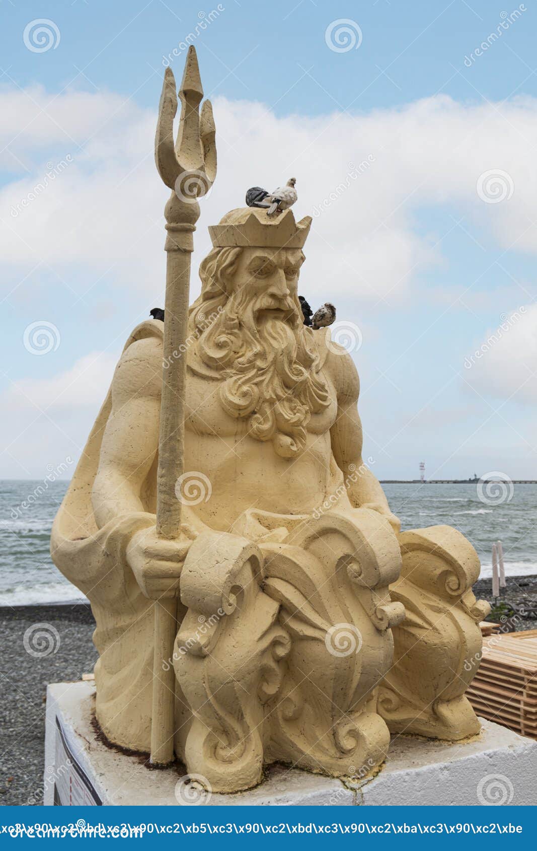 Statue of Neptune with Trident at the Seafront Stock Photo - Image of ...