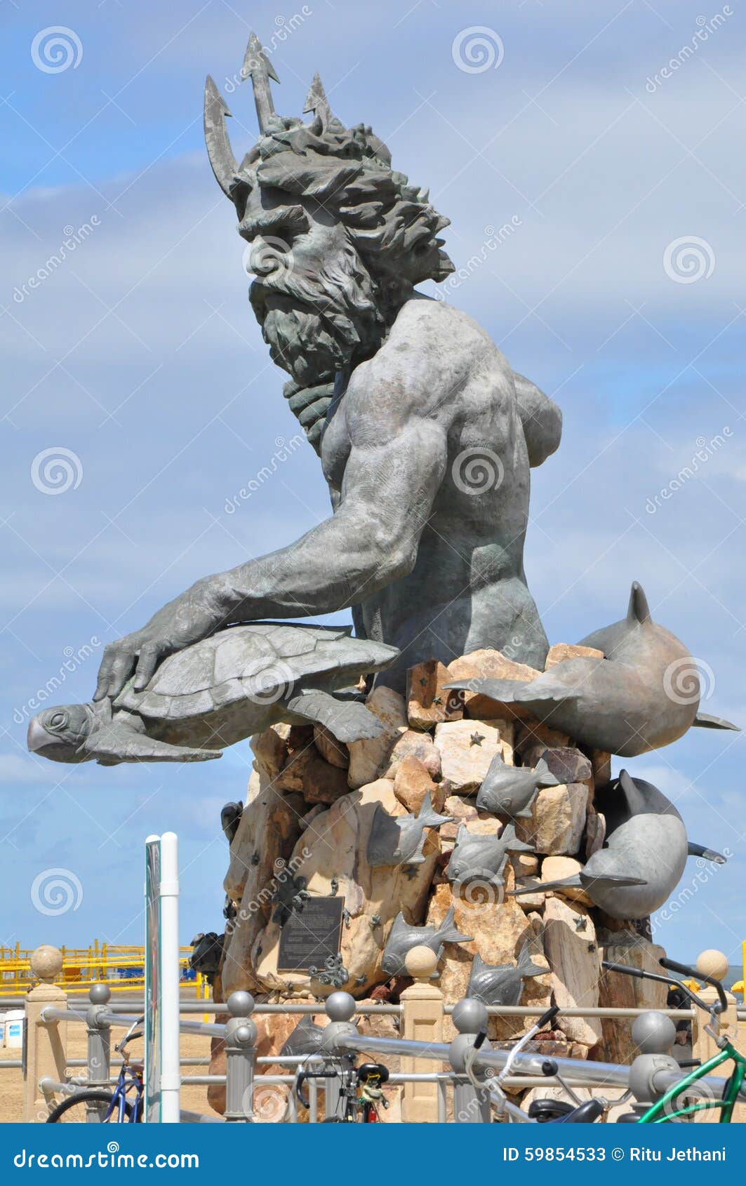 Statue of Neptune at Virginia Beach Stock Image - Image of sculpture ...