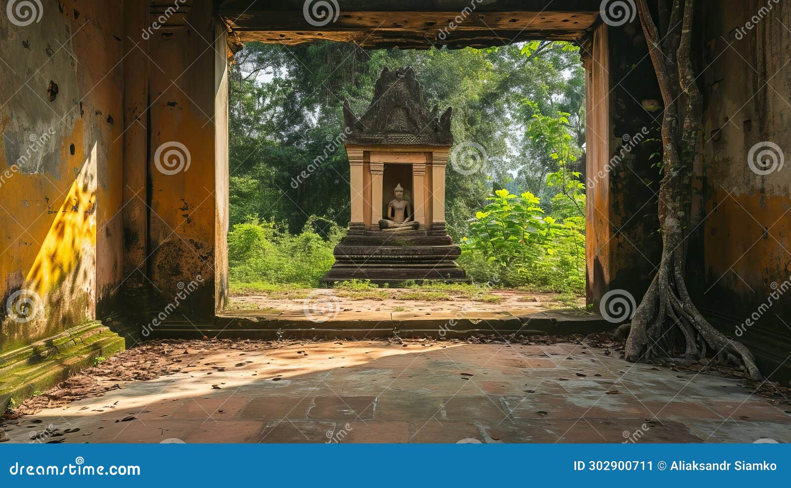 A Statue of a Person Sitting in a Small Shrine Stock Image - Image of ...