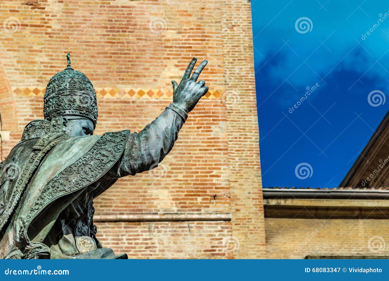 Statue of Pope Raises His Hand in Blessing Stock Image - Image of ...