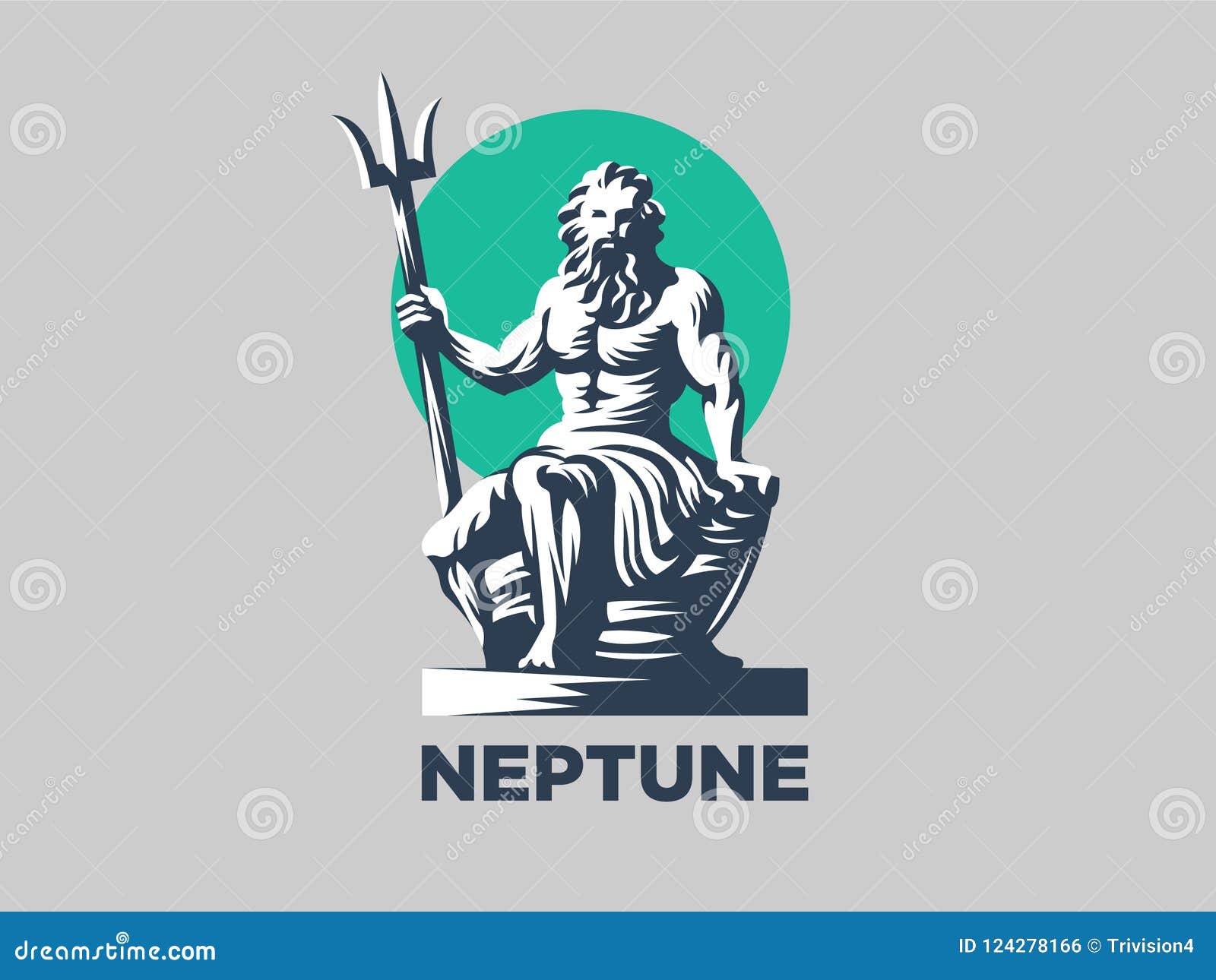 Statue of Poseidon or Neptune with a Trident. Stock Vector ...