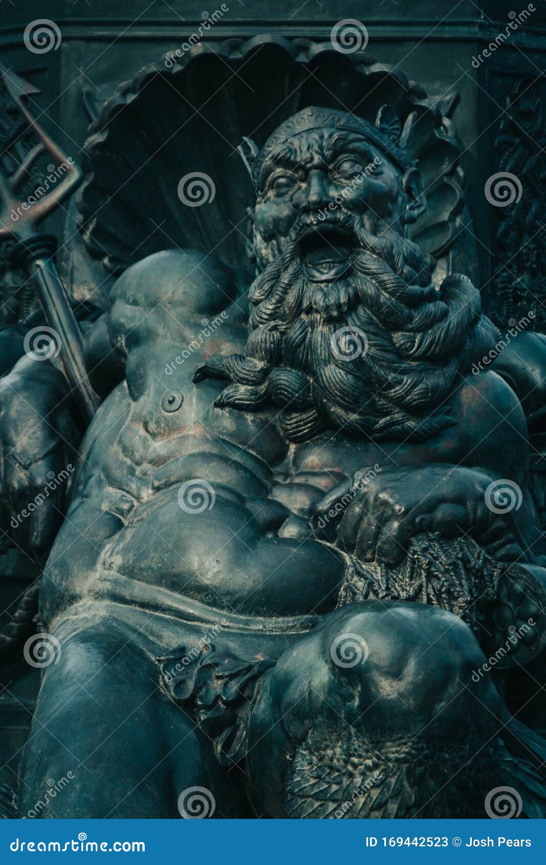 Statue of Poseidon with Triton Stock Image - Image of sculpture, nature ...