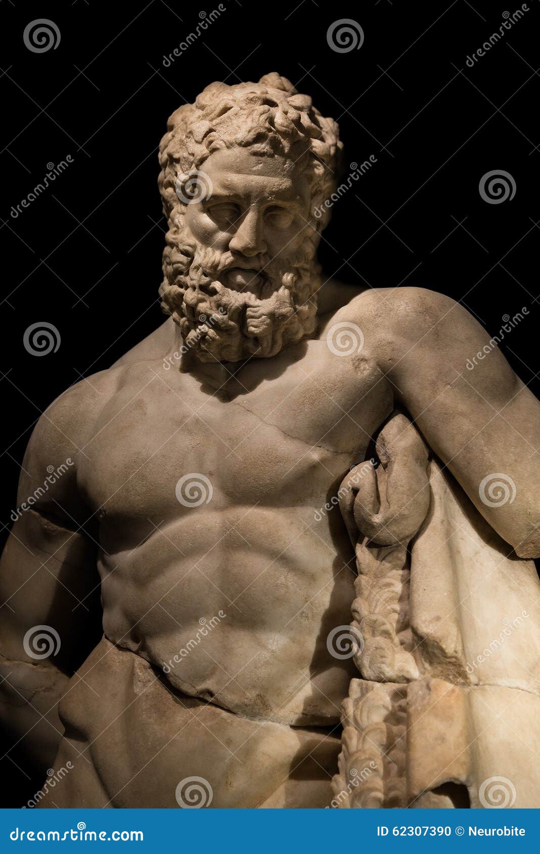 A Statue of Powerful Hercules, Closeup, Isolated in Black Stock Photo ...