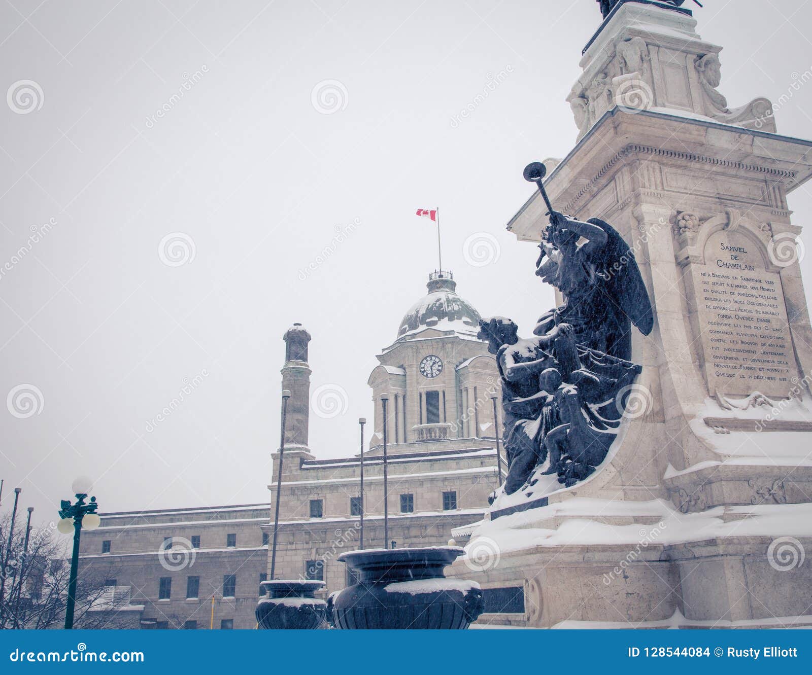 Statue in Quebec City stock photo. Image of travel, white - 128544084