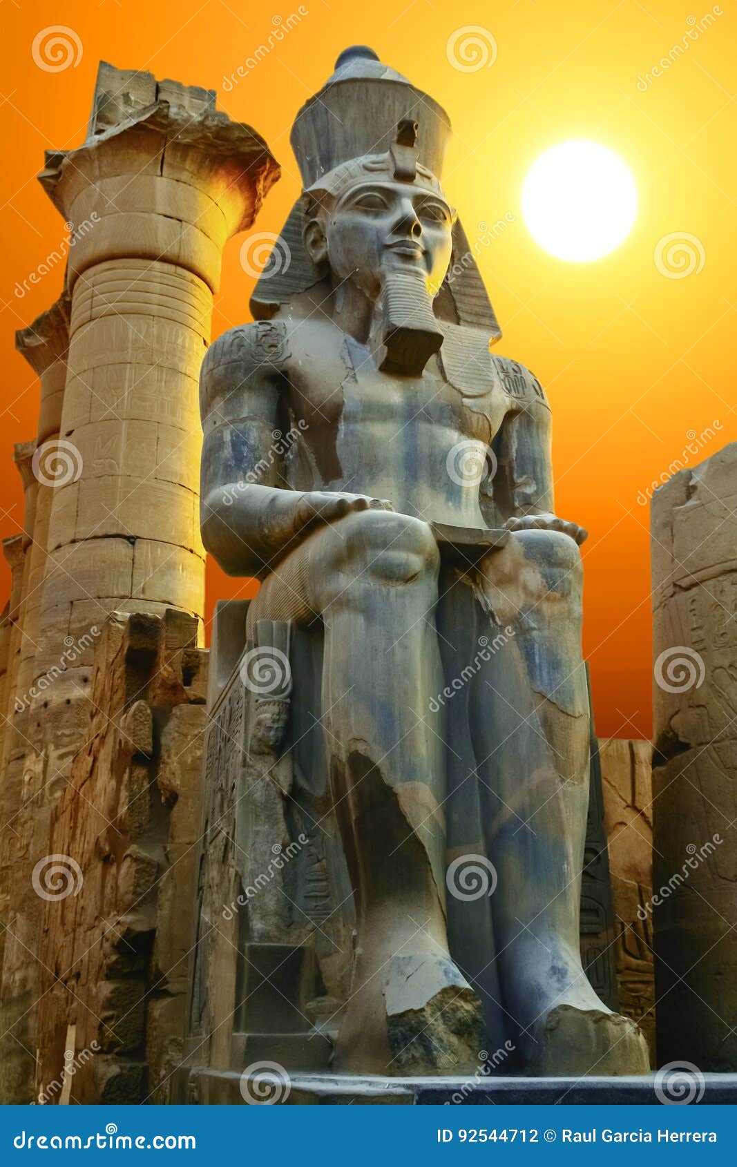 Statue of Ramesses II at Sunset. Luxor Temple, Egypt Stock Photo ...
