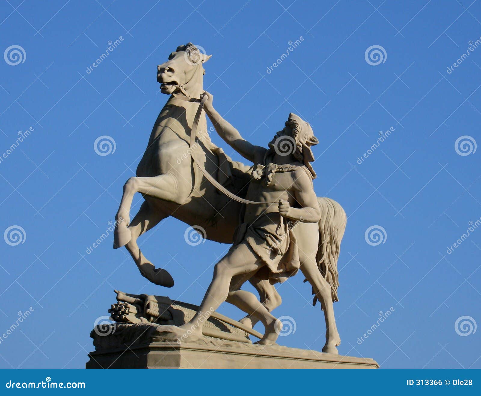 Statue with Rider and Horse Stock Photo - Image of germany, buildings ...